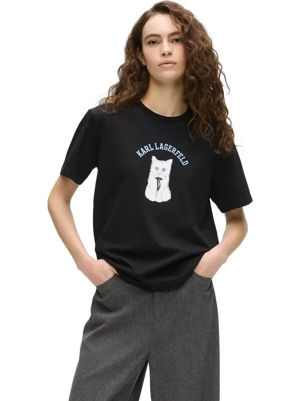 Karl Lagerfeld Ikon Choupette Sketch T-shirt - Black