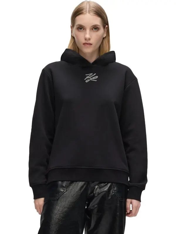 Karl Lagerfeld Rhinestone Autograph Hoodie - Black
