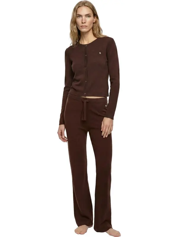 Karl Lagerfeld Autograph Cashmere Blend Loungewear Pants - Chocolate Torte