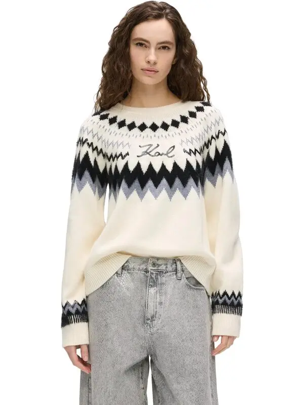 Karl Lagerfeld Alpine Knitted Sweater - White/black