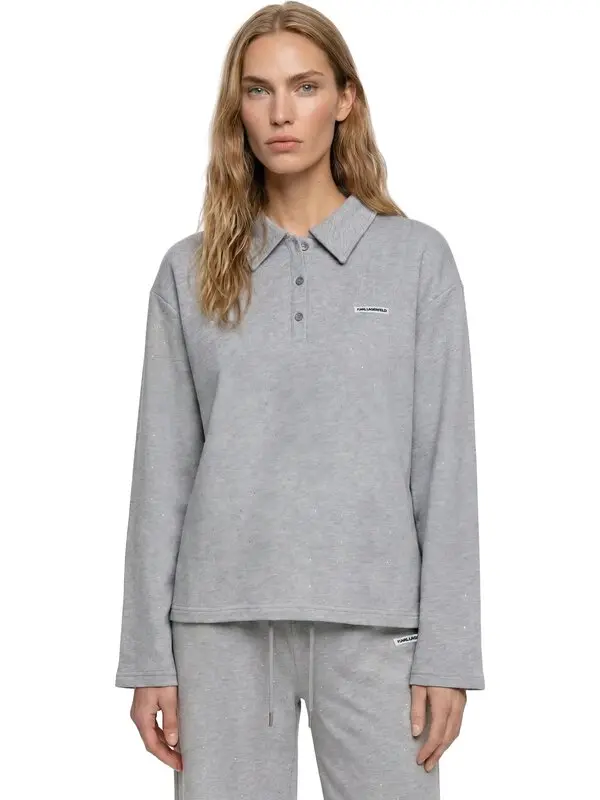 Karl Lagerfeld Rhinestone Embellished Loungewear Sweatshirt - Medium Grey Melange