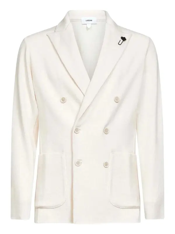 LARDINI Double-breasted Virgin Wool Blazer - White