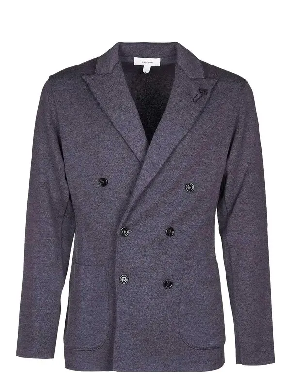 LARDINI Double-breasted Knit Blazer - Grey