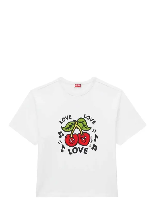 Kenzo Sounds` Embroidered Oversized Cotton T-shirt - White