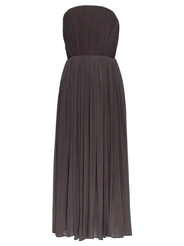 Magda Butrym Strapless Pleated Corset Dress - Brown