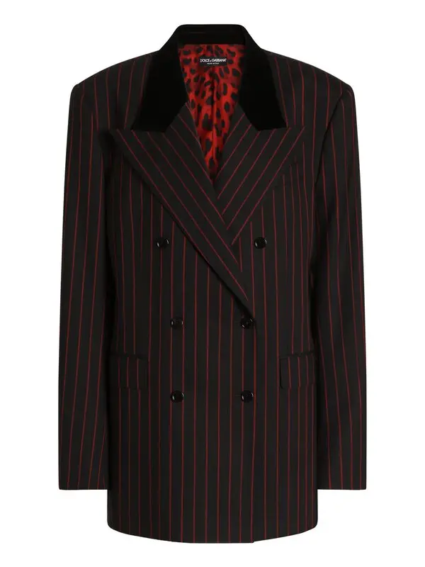 Dolce & Gabbana Double-breasted Pinstripe Wool Jacket - Multicolor
