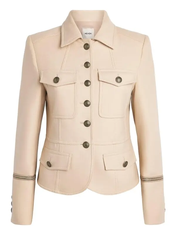 ME+EM Wool-blend Military Jacket With Mandarin Collar - Brown
