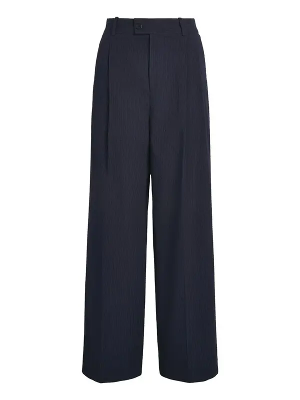 WITH NOTHING UNDERNEATH Seersucker Rampling Trousers - Navy
