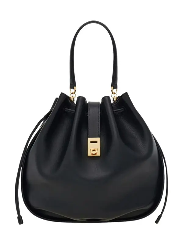 FERRAGAMO Leather Bucket Bag - Black