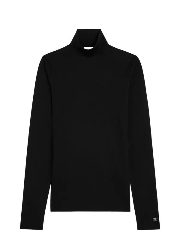 Celine High Neck Top In Athletic Cotton Jersey - Black