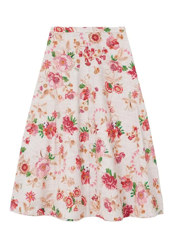 MARY KATRANTZOU Floral-print Cotton-poplin Midi Skirt - No