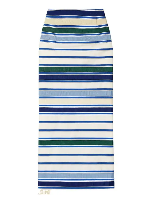 Rosie Assoulin Striped Herringbone Cotton-blend Midi Skirt - White