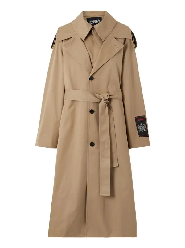 JEAN PAUL GAULTIER Appliquéd Cotton-twill Trench Coat - No