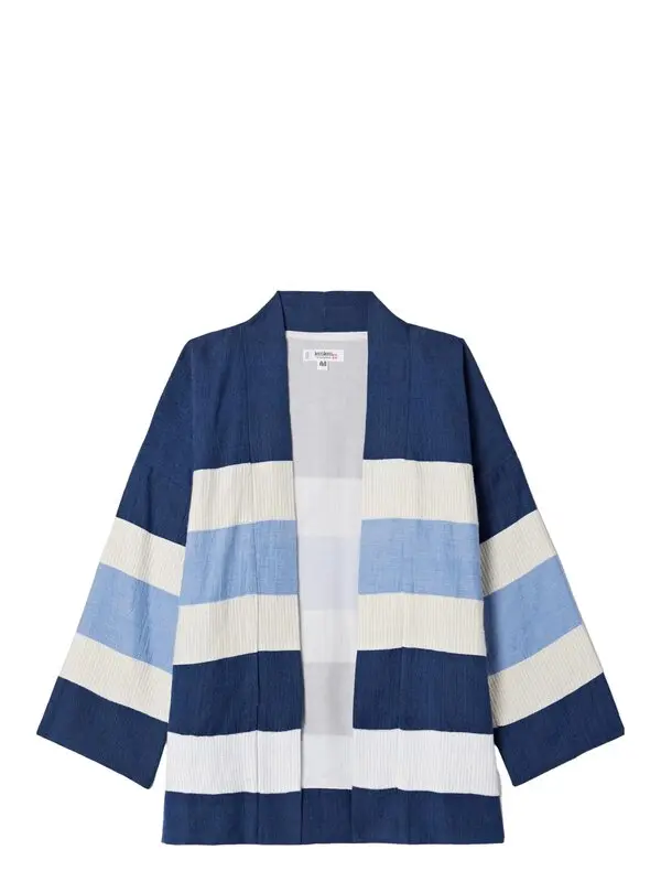 LEMLEM Striped Cotton Kimono Jacket - Blue