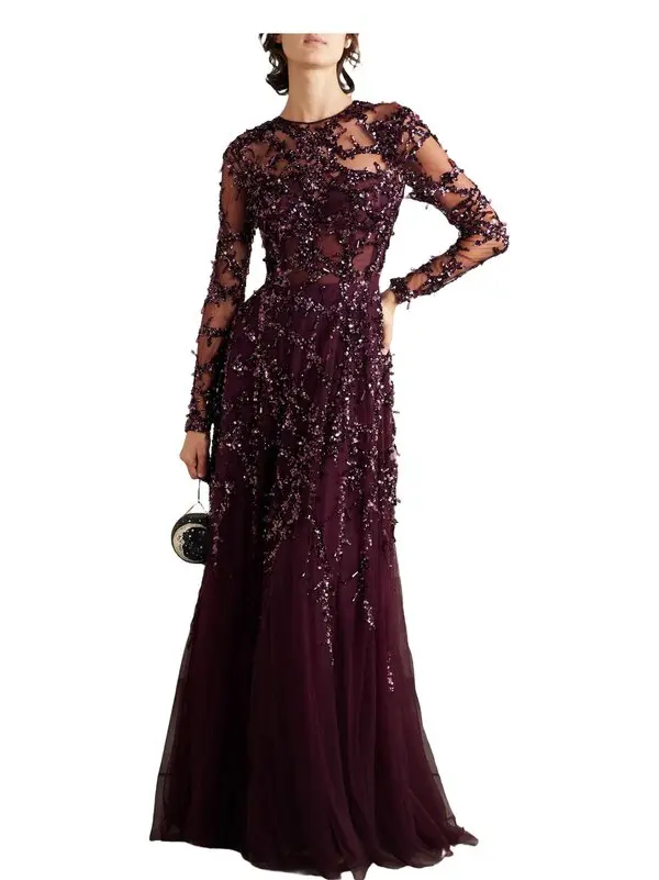Zuhair Murad Embellished Tulle Gown - Black