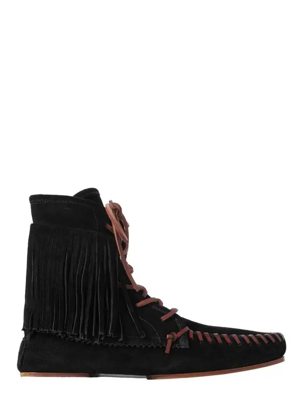 Paris Texas Fringed Suede Ankle Boots - Black