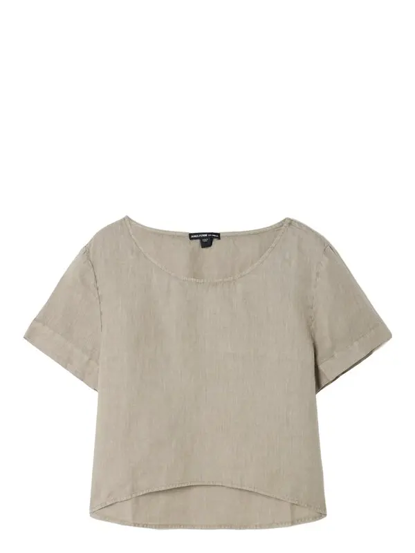 JAMES PERSE Cropped Linen-canvas T-shirt - Nude