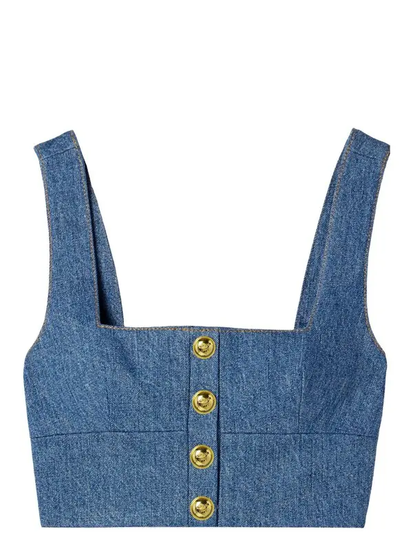 Adam Lippes Embellished Cropped Denim Top - No