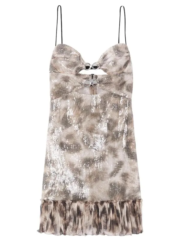 NENSI DOJAKA Leopard Print Sequined Chiffon Mini Dress - No