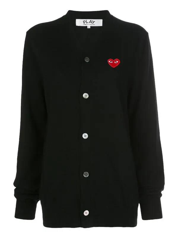 Play Comme Des Garcon Heart Applique Cardigan - Black
