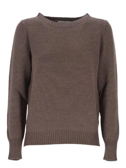 GRAN SASSO Crew Neck Long Sleeve Sweater - Brown