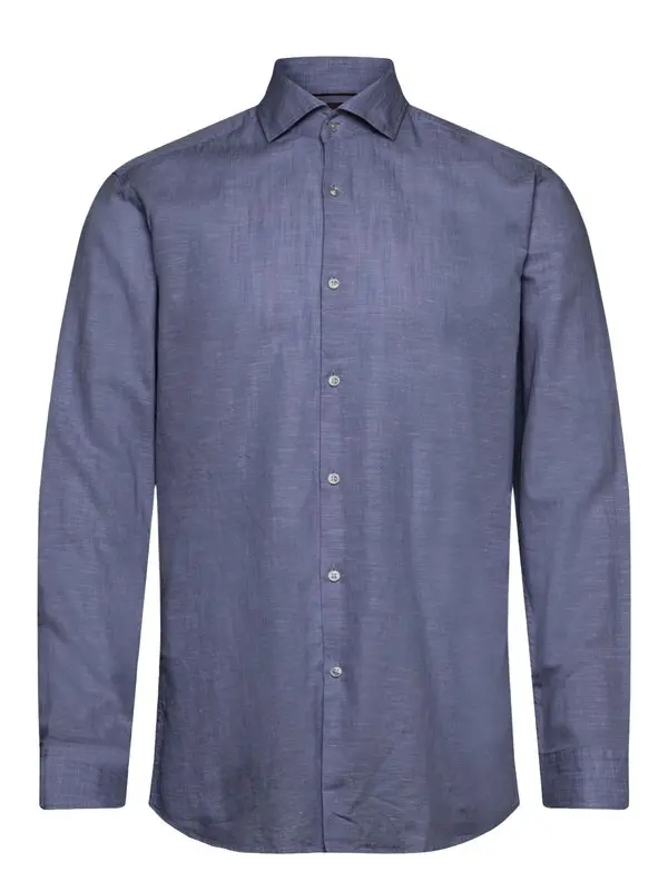 Hugo Boss Classic Linen-blend Shirt - Blue