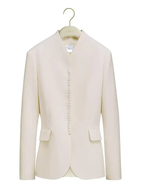 Dior Wool Blazer With Button Detail - White