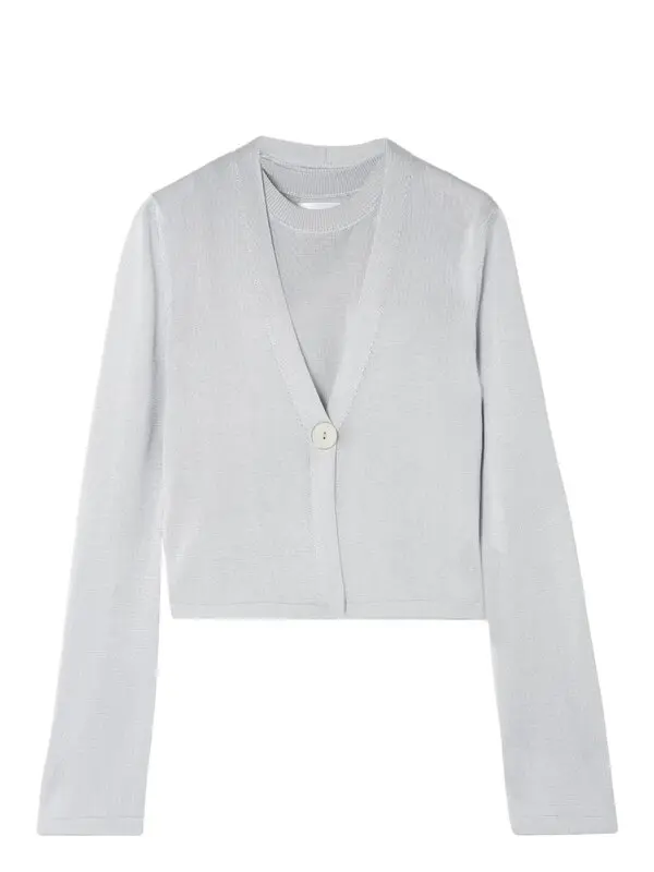Galvan Cropped Knit Cardigan Set - No