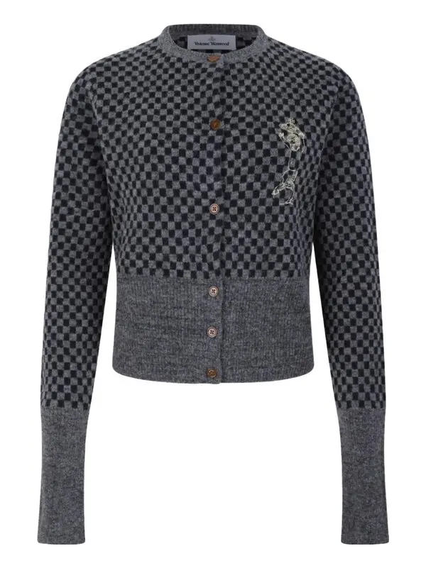 VIVIENNE WESTWOOD Checkerboard Long-sleeve Cardigan - Black