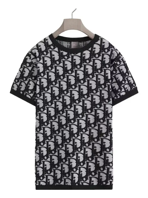 Dior Oblique Print Short-sleeved Knitwear - Black