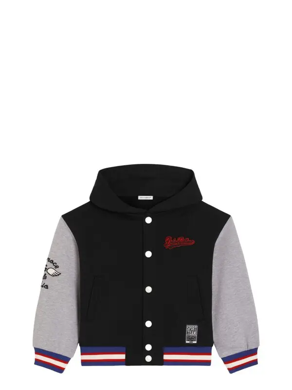 Dolce & Gabbana Cotton Sweatshirt With Hood And Patch - Black