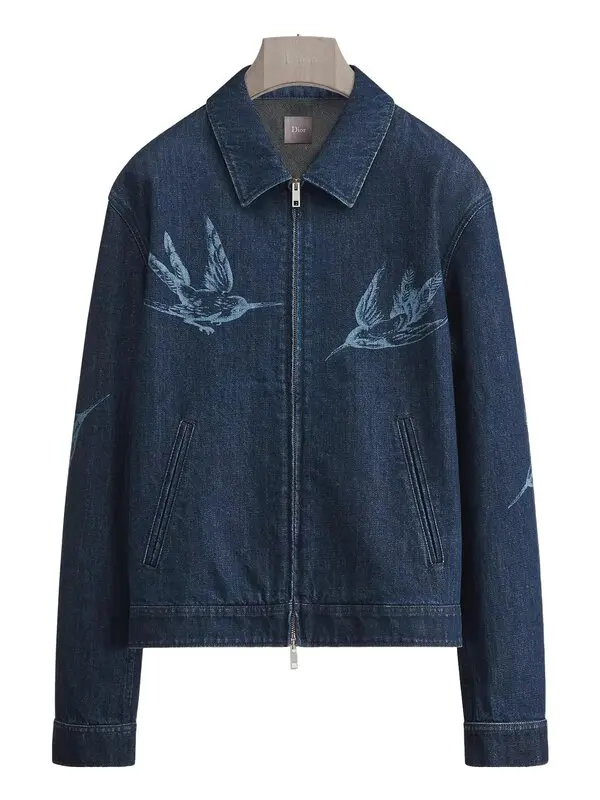 Dior Long-sleeve Denim Jacket With Colibri Motif - Blue