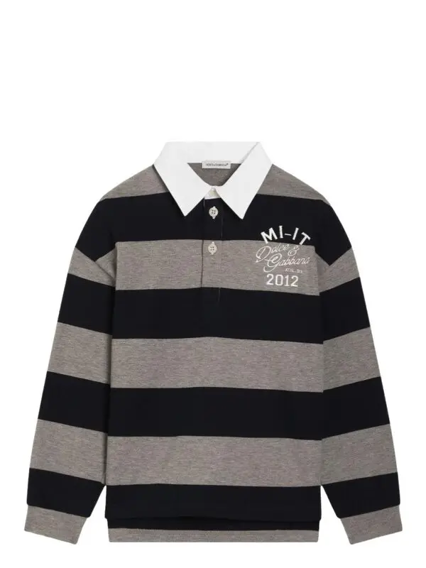 Dolce & Gabbana Striped Long-sleeve Polo Shirt - No