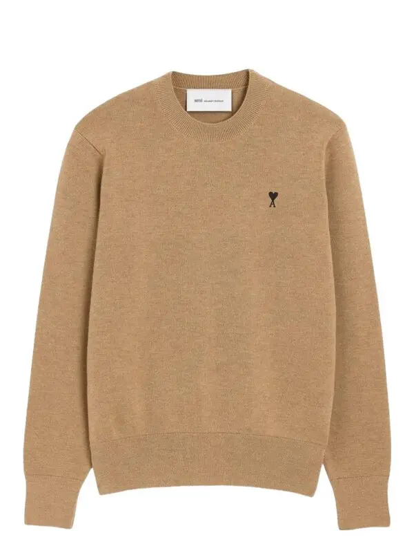 AMI Paris Crew Neck Long-sleeved Knitwear - Nude