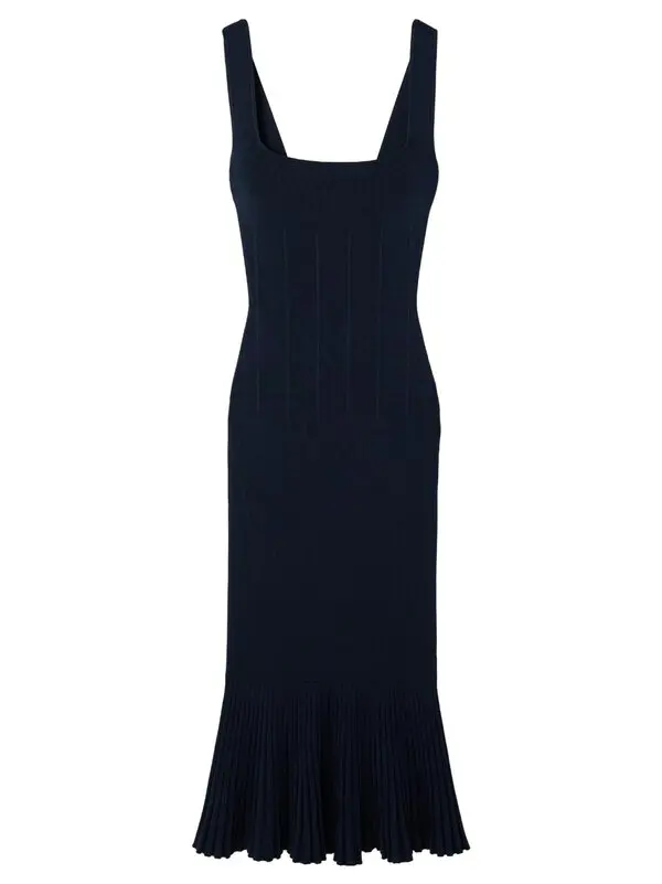 Galvan Pleated Ribbed Stretch-knit Midi Dress - No