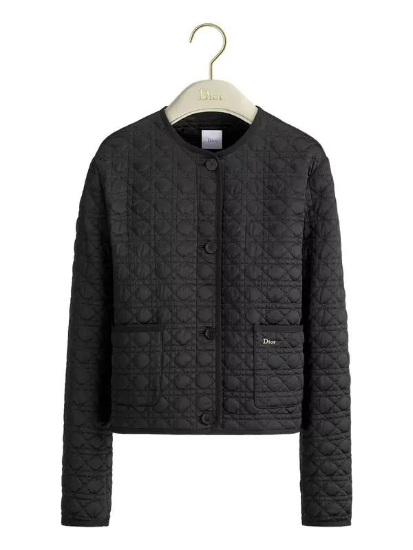 Dior Quilted Long-sleeve Jacket With Cd-logo Toggle - Black