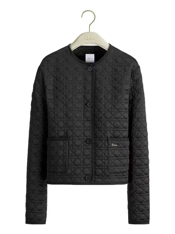 Dior Quilted Long-sleeve Jacket With Cd-logo Toggle - Black