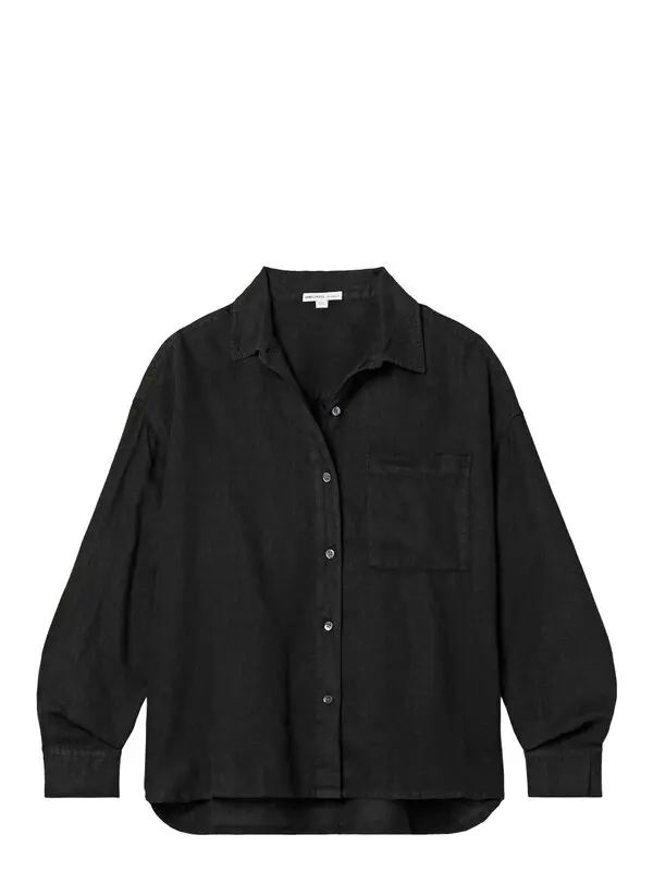 JAMES PERSE Solid Color Linen Shirt - Black