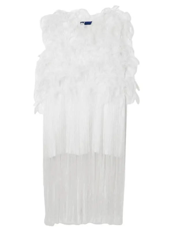 Sharon Wauchob Ros Feather-embellished Fringed Silk-tulle Mini Dress - No