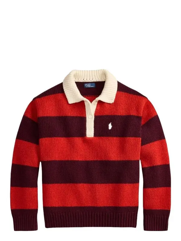 Polo Ralph Lauren Long Sleeve Striped Knit Sweater - Red