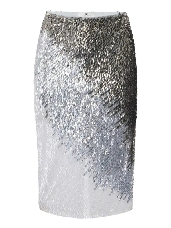 Elisabetta Franchi Skirt In Metallic Tulle Fabric - Ivory