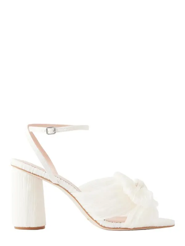 LOEFFLER RANDALL Pleated Organza Block Heel Sandals With Bow Detailing - No