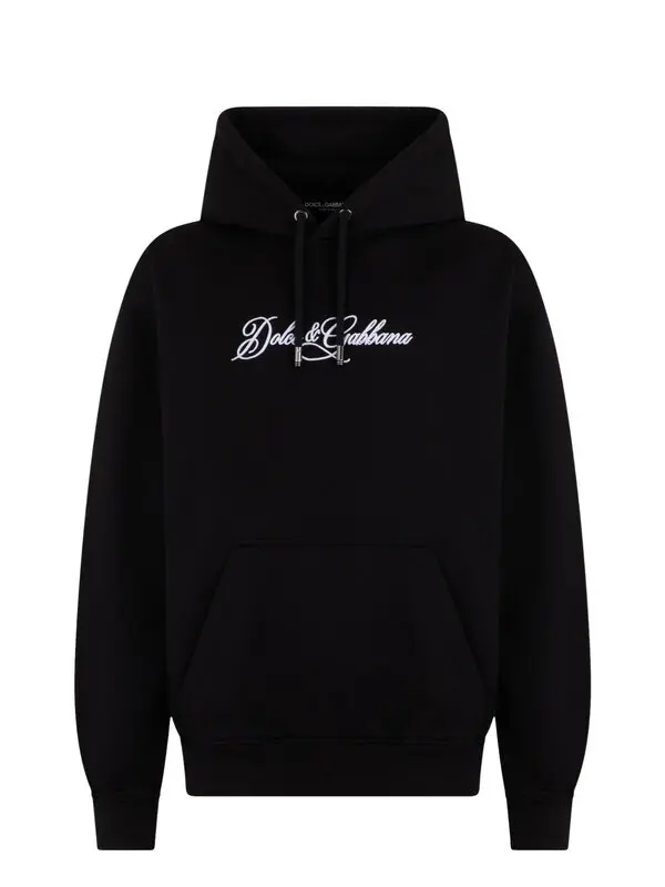 Dolce & Gabbana Dolce Gabbana Logo Embroidered Hoodie - Black