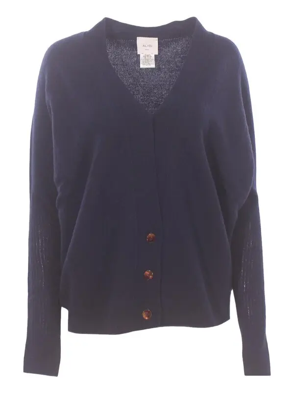 ALYSI Cashmere V-neck Cardigan - Blue