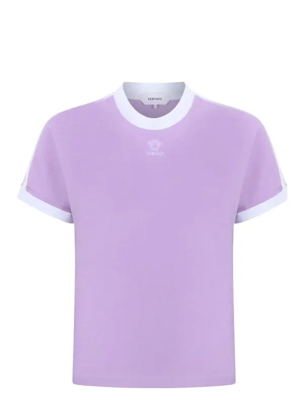 Versace Logo Embroidered Crewneck T-shirt - No