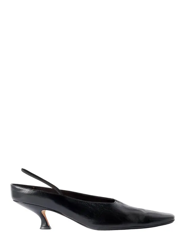 Calvin Klein Leather Pointed Toe Slingback Kitten Heels - No