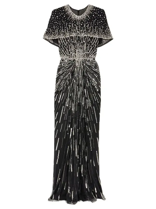 Jenny Packham Embellished Draped Tulle Gown - No