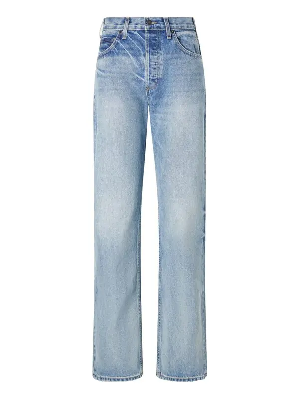 NILI LOTAN High Rise Straight Leg Jeans - Blue