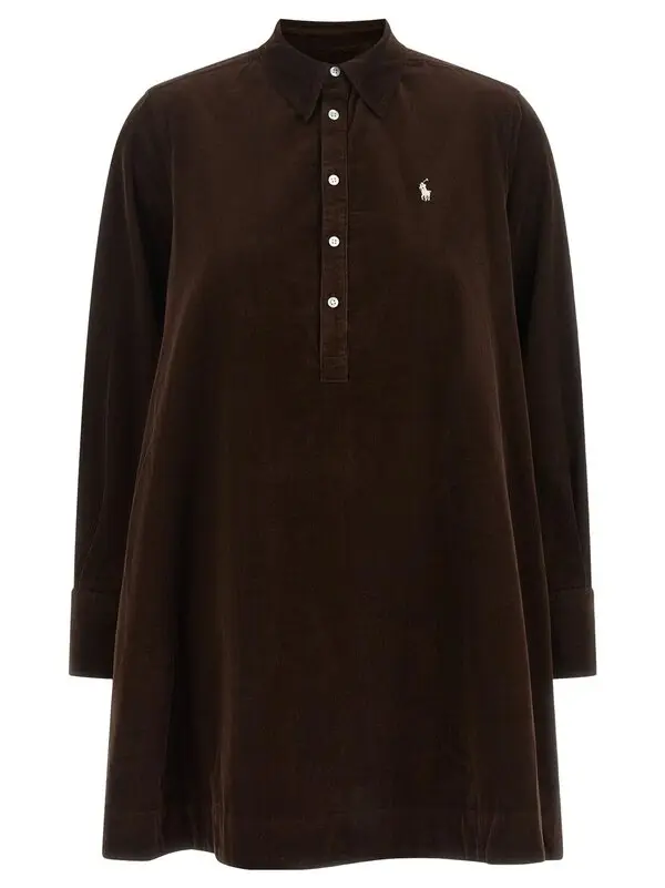 Polo Ralph Lauren Corduroy Long Sleeve Dress - Brown