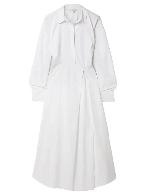 Lafayette 148 New York Draped Cotton-poplin Midi Shirt Dress - No